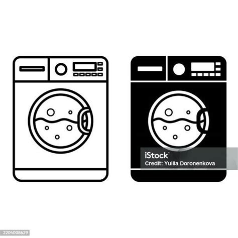 기계 세척 아이콘 흑인과 백인 벡터 그림 세탁기로 빨래하기 스티커 라벨 재료의 개념 특성 가사 집안일에 대한 스톡 벡터 아트 및 기타 이미지 Istock