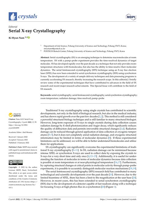 Pdf Serial X Ray Crystallography