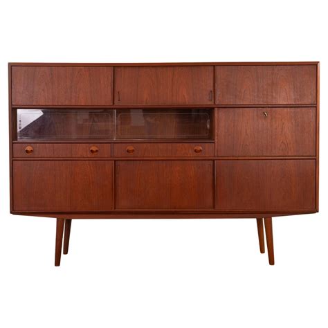 Danish Mid Century Modern Teak Sideboard With Bar For Sale At 1stdibs
