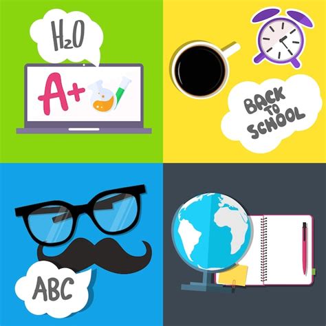 복고 평면 스타일 벡터 일러스트 레이 션 개념 배경의 원격 교육 온라인 변형 프리미엄 벡터