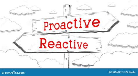 Proactive Reactive Outline Signpost With Two Arrows Stock