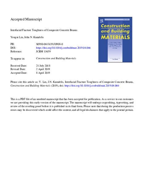 Pdf Interfacial Fracture Toughness Of Composite Concrete Beams