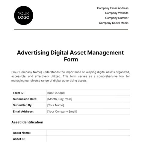 Advertising Digital Asset Management Form Template Edit Online