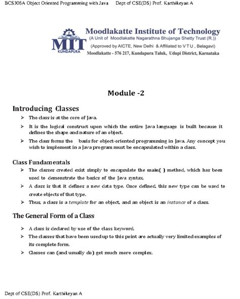 Bcs306a Module 2 Understanding Java Classes And Object Basics Studocu