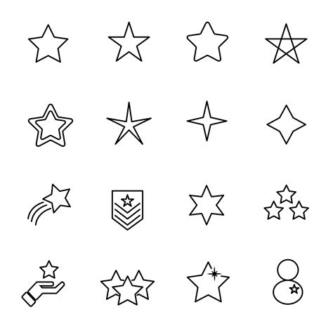 Star Icon Set Vector Sign And Symbol Concept Thin Line Icon Theme