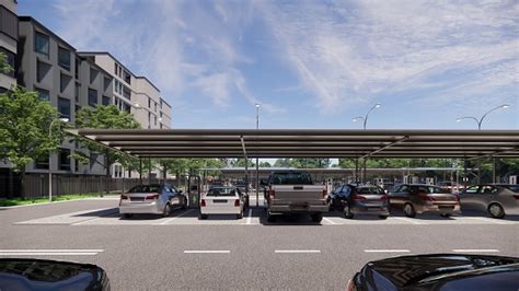 태양 전지판이 있는 도시 주차장 지붕의 3d 렌더링 전기 자동차 태양열 충전소의 조감도 0명에 대한 스톡 사진 및 기타 이미지 0명 가정 생활 개발 Istock