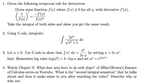 Solved Given The Following Reciprocal Rule For Chegg Com