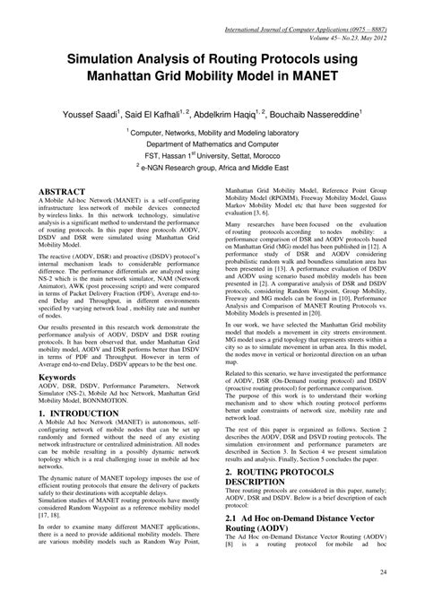 Pdf Simulation Analysis Of Routing Protocols Using Manhattan Grid
