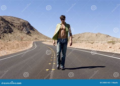 Man On Road Stock Image Image Of Empty Washboard Fashion 3485143