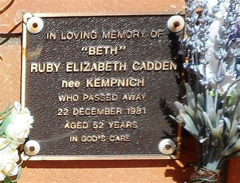 Ruby Elizabeth Beth” Kempnich Cadden 1929 1981 Find A Grave Memorial