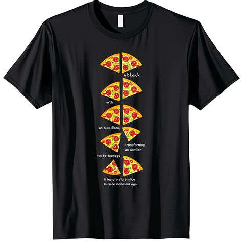 Fun And Vibrant Pizza Slice Transformation Design Black Tshirt For