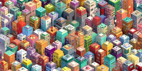 Colorful Cityscape Vibrant Urban Cube Building Blocks Background Stock Illustration
