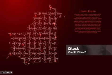 Carte Mauritanienne À Partir Du Modèle Rouge De La Grille De Labyrinthe