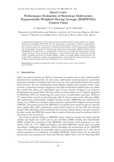 Pdf Performance Evaluation Of Bootstrap Multivariate Exponentially Weighted Moving Average