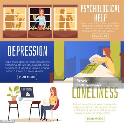 외로움 스트레스 우울증에 슬픈 젊은 여성은 심리적 도움이 필요합니다 3가지 개체에 대한 스톡 벡터 아트 및 기타 이미지 3가지 개체 감정 걱정하는 Istock