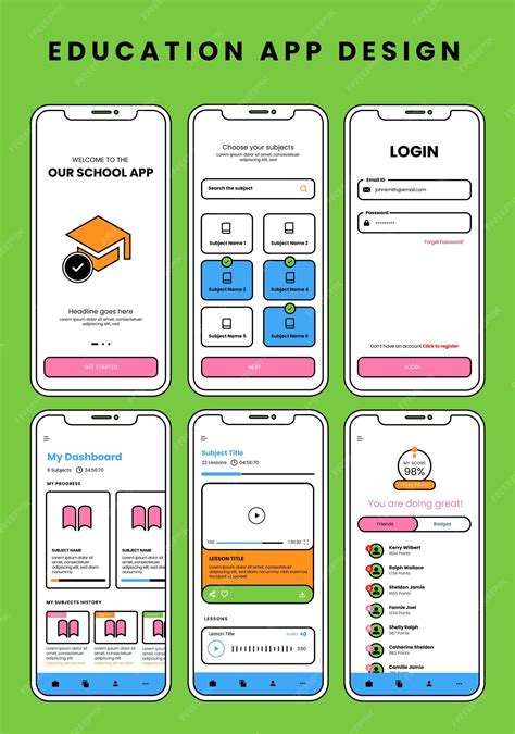 Premium Vector Flat Modern Mobile Application Design Templates Set Pack Of Ui Ux Gui
