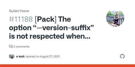 Pack The Option Version Suffix” Is Not Respected When Using Version Suffix” And P