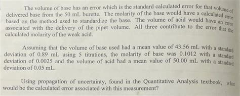 Solved The Volume Of Base Has An Error Which Is The Standard