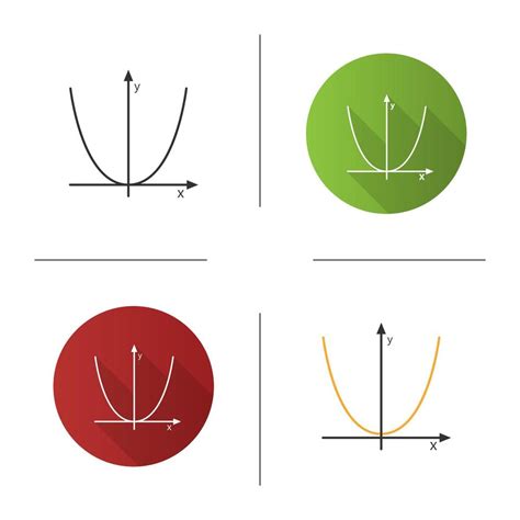 Coordinate System With Parabola Icon Algebra Axis System Flat Design Linear And Color Styles