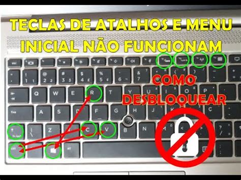 Teclas de atalho não funcionam Menu inicial CTRL C V CTRL SHIFT
