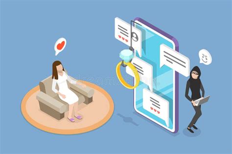 3d Isometric Flat Vector Illustration Of Romance Scam Stock
