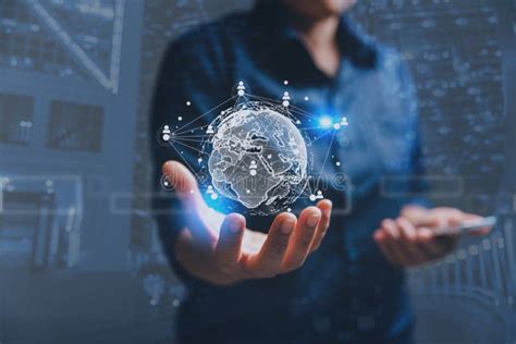 Big Data Analytics And Business Intelligence Concept Business Person Holding Global Network