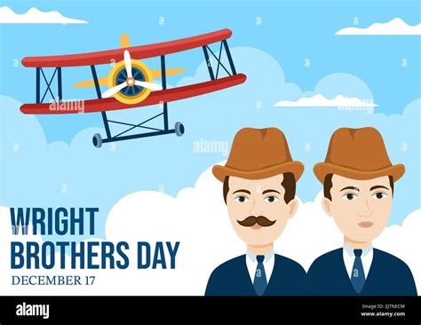 Wright Brothers Day On December 17th Template Hand Drawn Cartoon