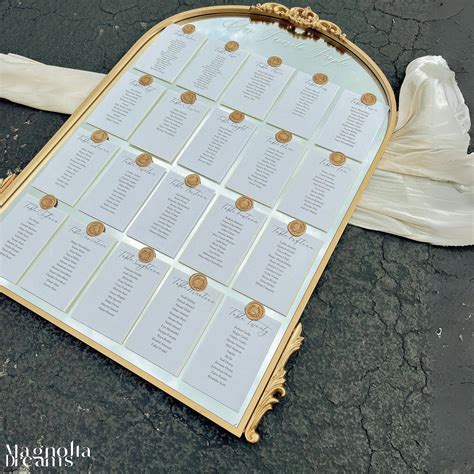 Gold Mirror Customized Seating Chart For Wedding Elegant Guest Seating