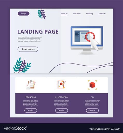 Landing Page Flat Page Website Template Royalty Free Vector