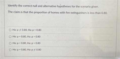 solved identify the correct null and alternative hypotheses