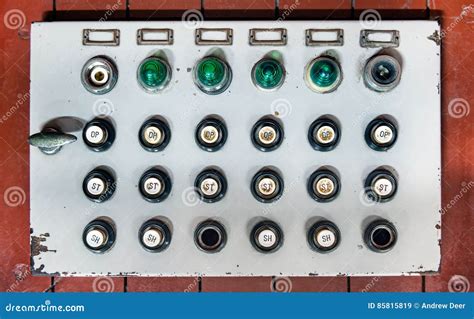 Retro Control Panel With Buttons Colored Lights And Switches Stock Image Image Of Nostalgia