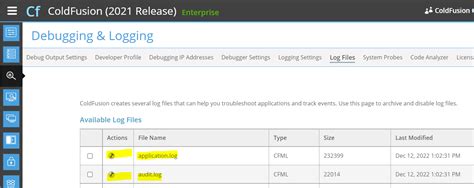 Solved Coldfusion 2021 Log Files Links Disabled Adobe Product Community 13414600