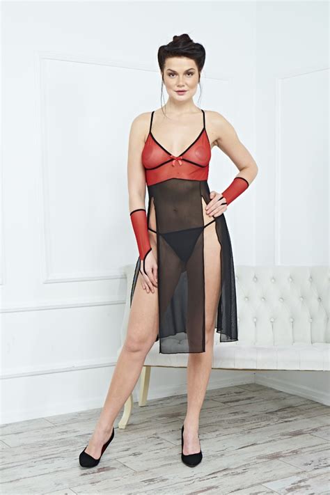 Kadın Şık Fantezi Uzun Elbise Gecelik Harness 3864 Royaleks