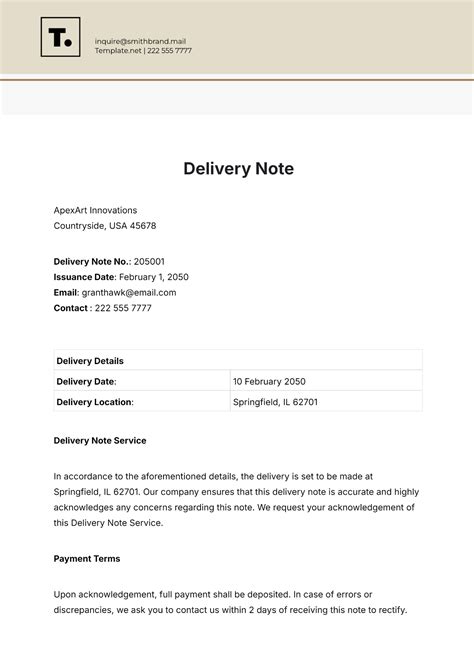 Dispatch Note Template