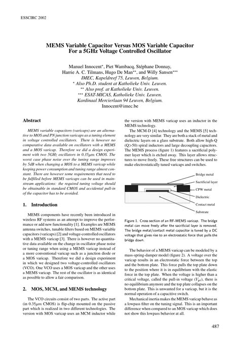 pdf mems variable capacitor versus mos variable capacitor for a 5ghz
