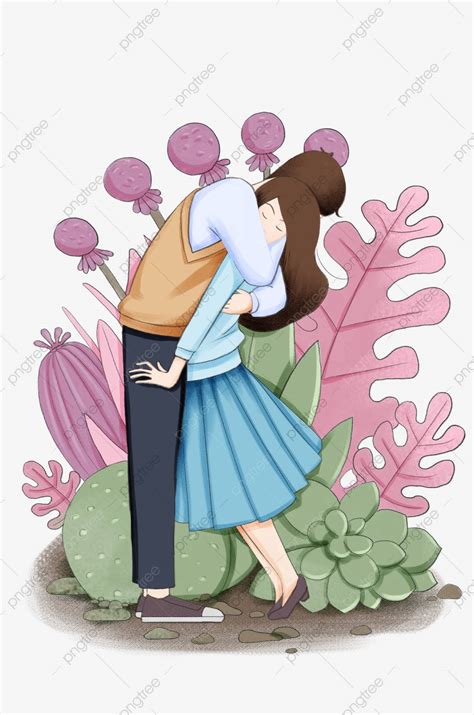 Cute Cartoon Couple Hugging