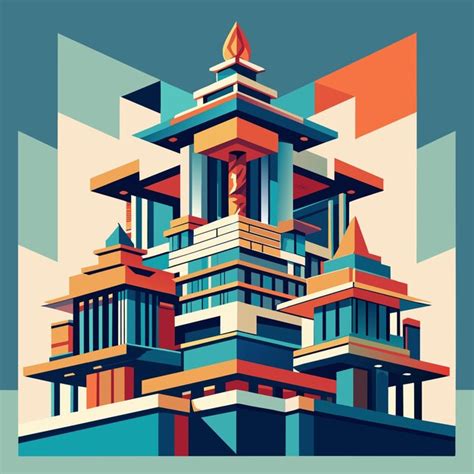Premium Vector Abstract Architectural Structure With Overlapping Geometric Shapes In A Modern
