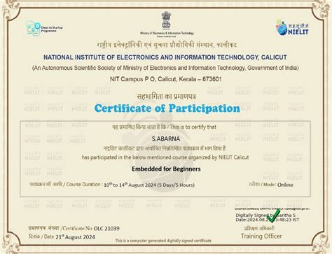 abarna s on linkedin embeddedsystems nielit certification
