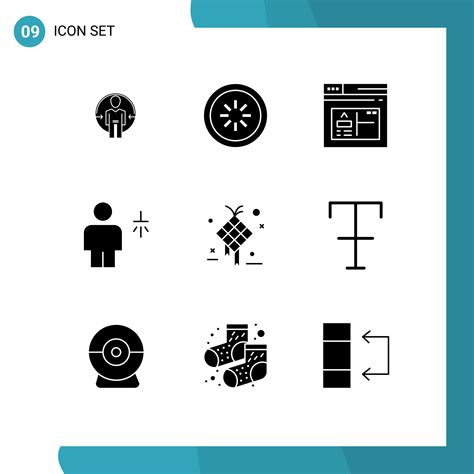 Set Of 9 Vector Solid Glyphs On Grid For Shower Body Interface Avatar Page Editable Vector