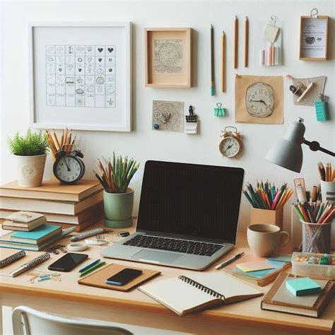 Desk For Online Class Premium Ai Generated Image