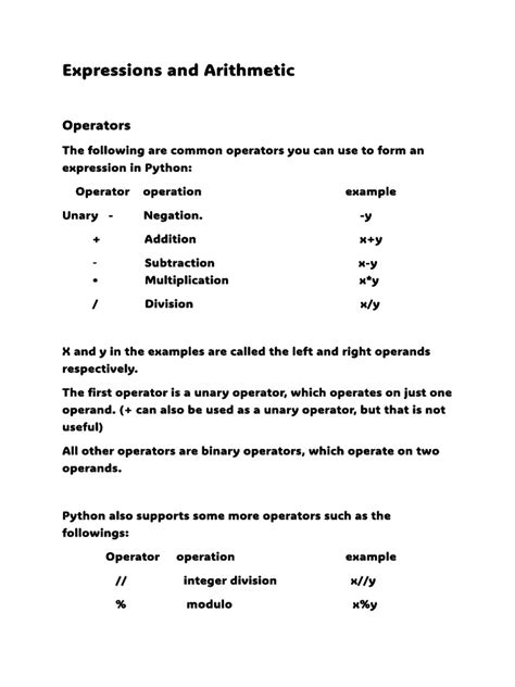 Expressions And Arithmetic Pdf