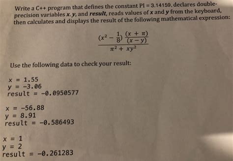 Solved Write A C Program That Defines The Constant Pi