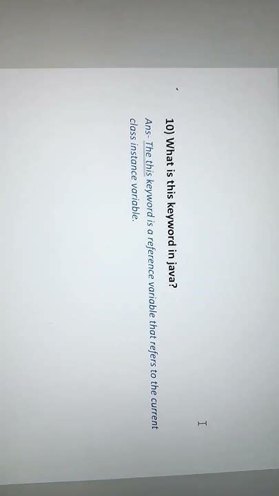 What Is This Keyword In Javajava Javainterviewquestions Technical