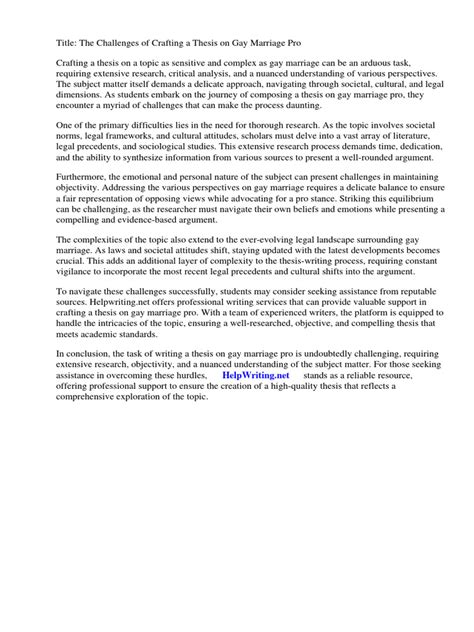 Thesis On Gay Marriage Pro Pdf Homosexuality Same Sex Marriage