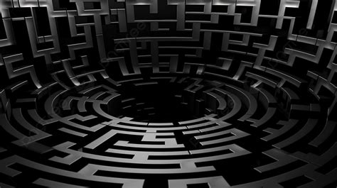 Mysterious Black Circular Puzzle Hallway In 3d Illustration Background Labyrinth Maze Maze