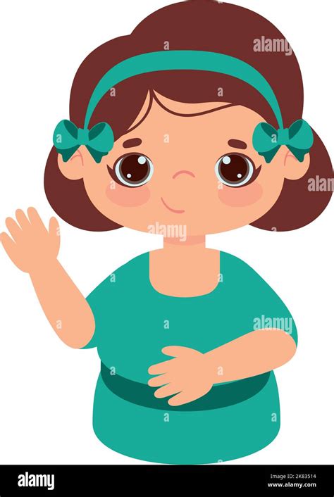 Cute Girl Waving Hand Stock Vector Image And Art Alamy