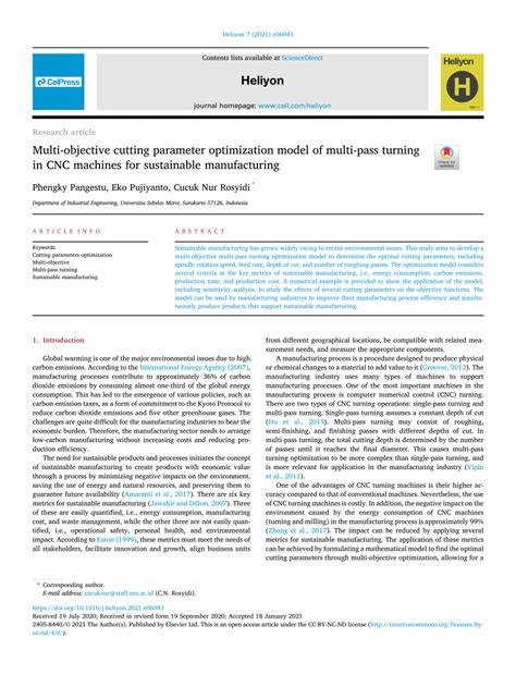 Pdf Multi Objective Cutting Parameter Optimization Model Of Multi
