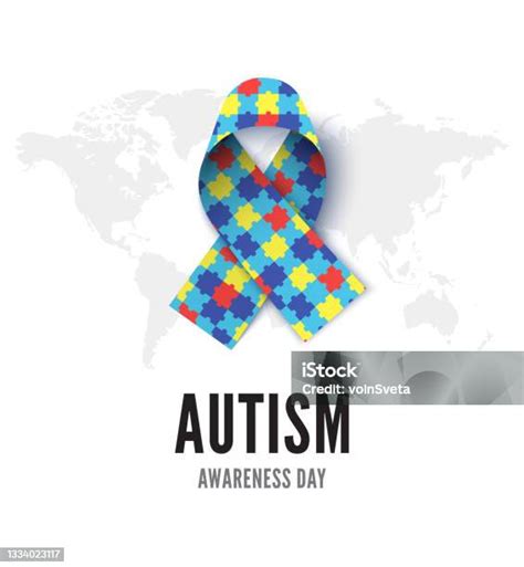 자폐증 인식 일 리본 사실적인 벡터 일러스트 는 흰색 배경에 격리 3차원 형태에 대한 스톡 벡터 아트 및 기타 이미지 3차원 형태 자폐증 개발 Istock