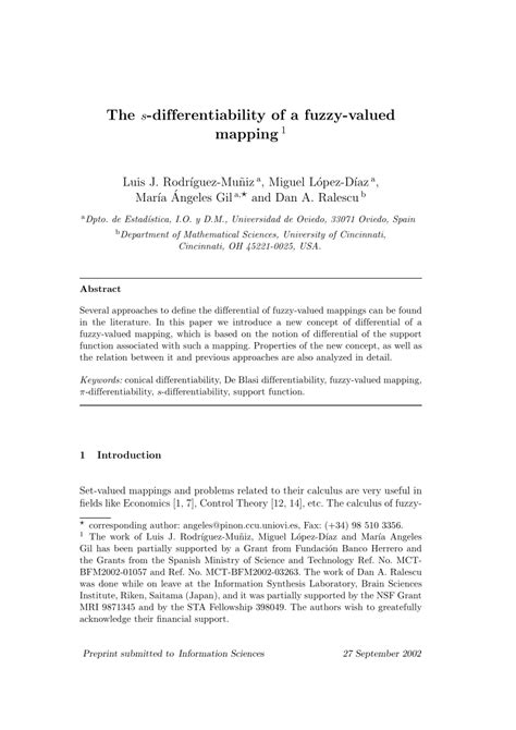 Pdf The S Differentiability Of A Fuzzy Valued Mapping