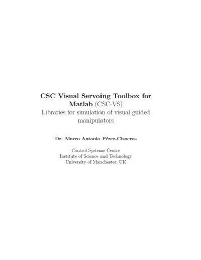 Csc Visual Servoing Toolbox For Matlab Csc Vs Libraries Main